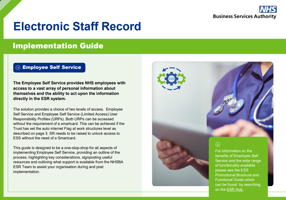 Implementing Employee Self Service - ESR Hub - NHS Electronic Staff Record